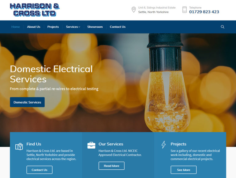 Harrison and Cross Electricians, Settle, Wordpress Website Design