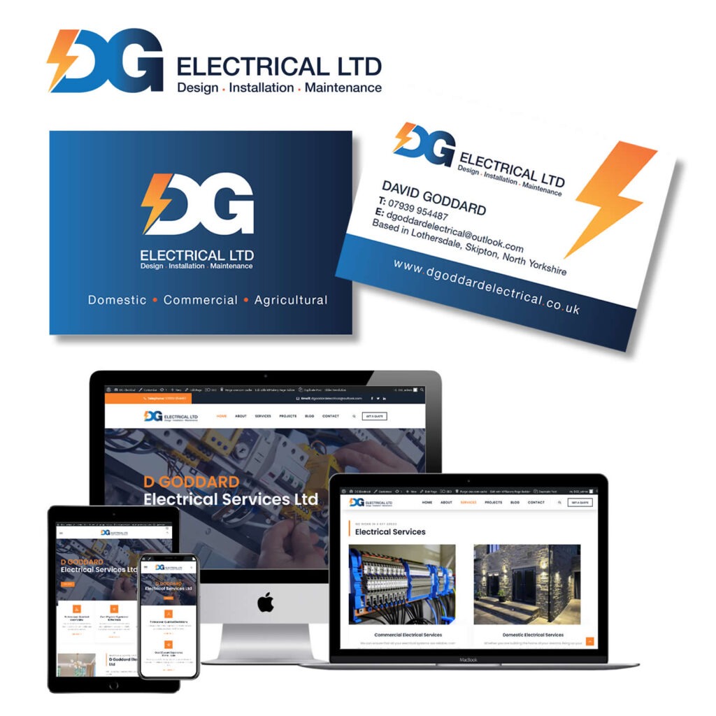 Logo Design, Print and WordPress Website for DG Electrical Ltd